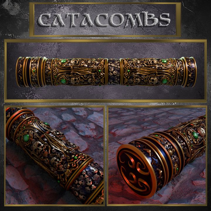 3D Printable Epic Playmat tubes: Catacombs Theme by Mojibake Collectibles