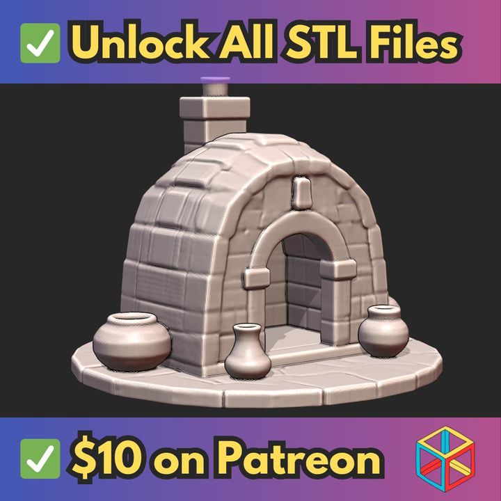 3D Printable 28mm DND Fantasy Terrain Igloo Style Baking Oven MineeForm ...