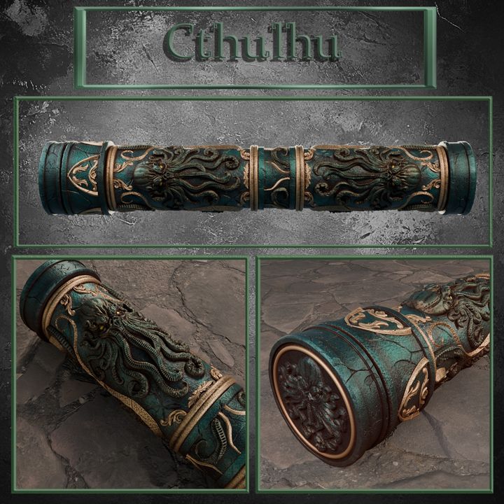 3D Printable Epic Playmat tubes: Chtulhu Theme by Mojibake Collectibles