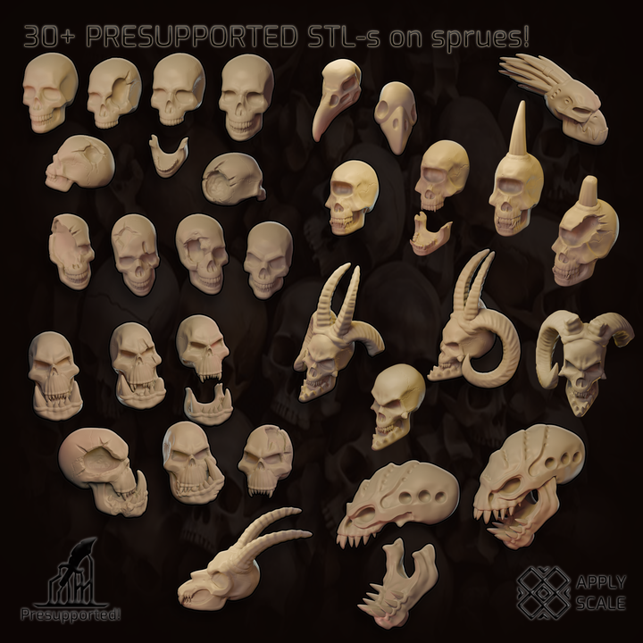 3D Printable Skulls basing bits - Orc, Human, Cyclops, Bird, Demon by ...