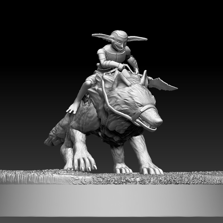 3D Printable Goblin Mount with Rider by John Schmolke