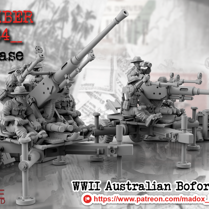3D Printable WWII Australian Bofors AA gun by BattleCat Miniatures