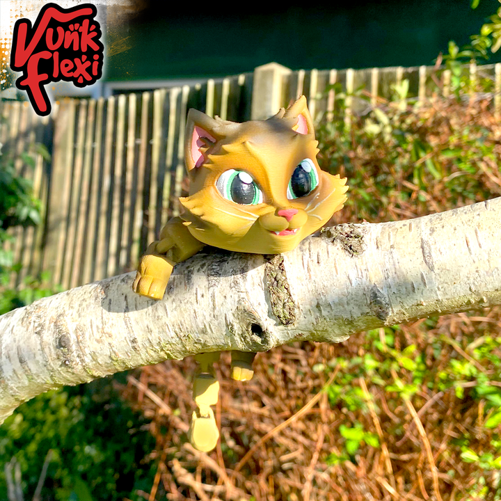 3D Printable Pet Cat Flexi Print-In-Place + figure & keychain by Vunk ...