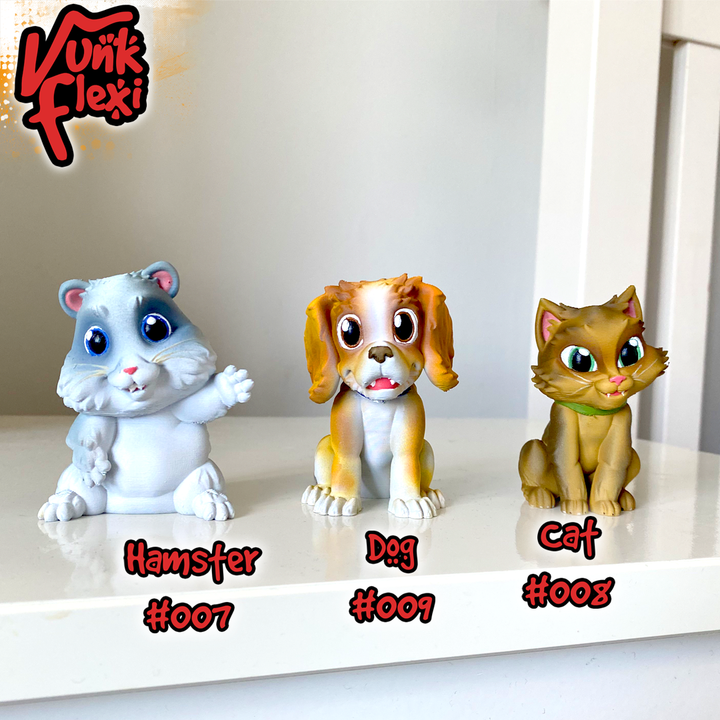 3D Printable Pet Cat Flexi Print-In-Place + figure & keychain by Vunk ...