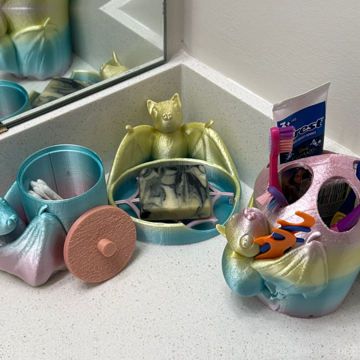 3D Printable Baby Fruit Bat Toothbrush Holder by Rye Moore