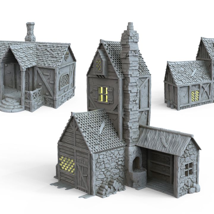 3D Printable x3 Medieval buildings - part 1 by Proxywars