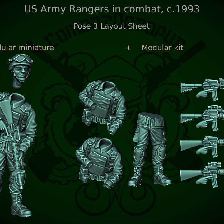 3D Printable US Army Rangers in combat, c.1993 by CombatOctopus Miniatures