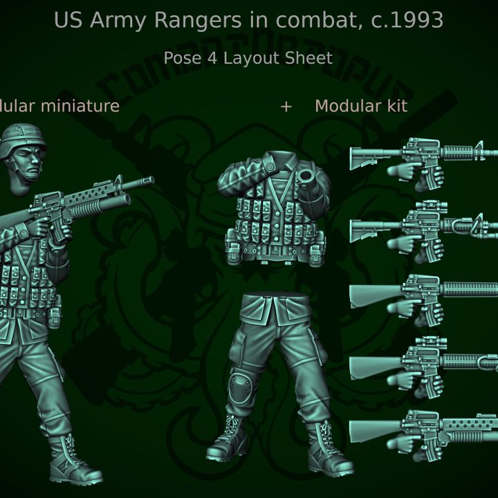 3D Printable US Army Rangers in combat, c.1993 by CombatOctopus Miniatures