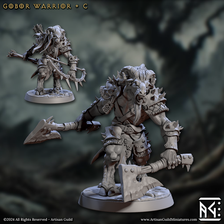 3D Printable Gobor Warrior - C (Rise of the Beastmen) by Artisan Guild