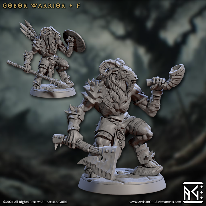 3D Printable Gobor Warrior - F (Rise of the Beastmen) by Artisan Guild