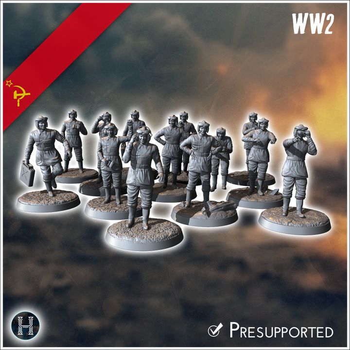 3D Printable Set of 15 Soviet Soviet tank crews USSR WW2 (6) - Soviet ...