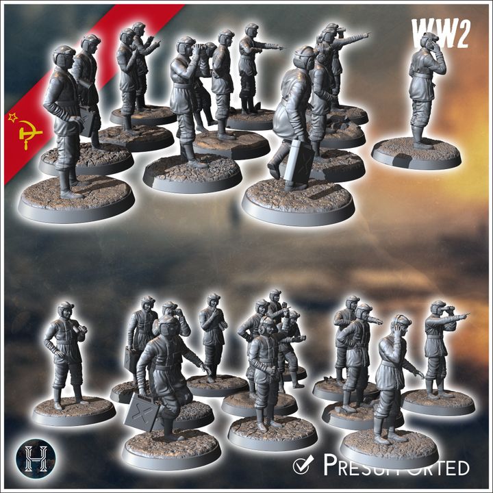3D Printable Set of 15 Soviet Soviet tank crews USSR WW2 (6) - Soviet ...