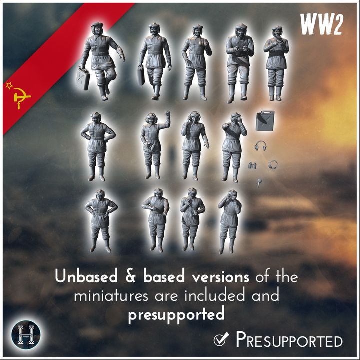3D Printable Set of 15 Soviet Soviet tank crews USSR WW2 (6) - Soviet ...