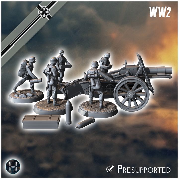 3D Printable 150 mm SiG 33 heavy infantry gun (with 5 crews) - Germany ...