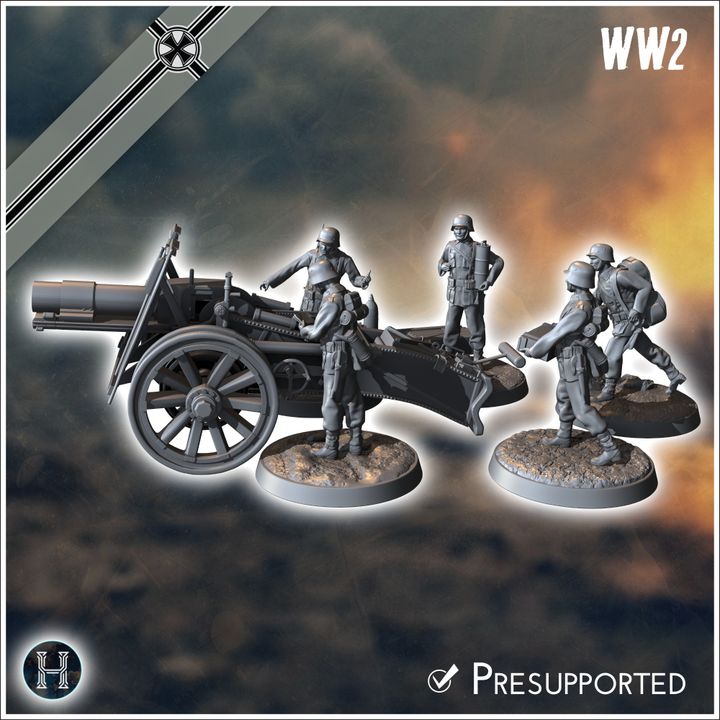 3D Printable 150 mm SiG 33 heavy infantry gun (with 5 crews) - Germany ...