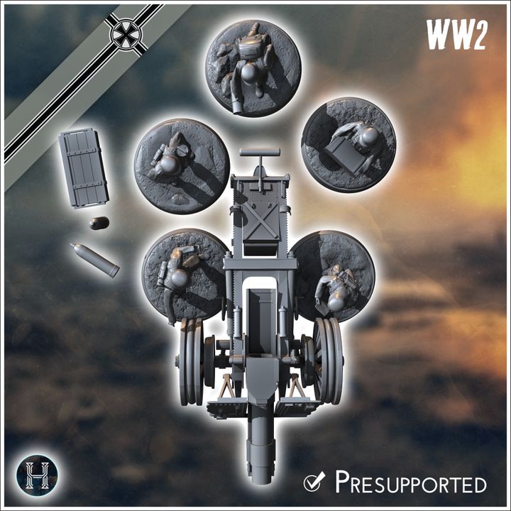 3D Printable 150 mm SiG 33 heavy infantry gun (with 5 crews) - Germany ...