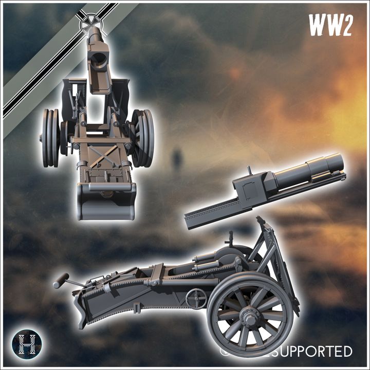 3D Printable 150 mm SiG 33 heavy infantry gun (with 5 crews) - Germany ...