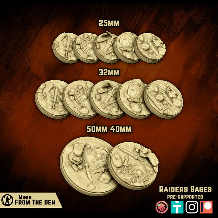 3D Printable Raiders - BASES PACK [Extended] by Minis From the Den