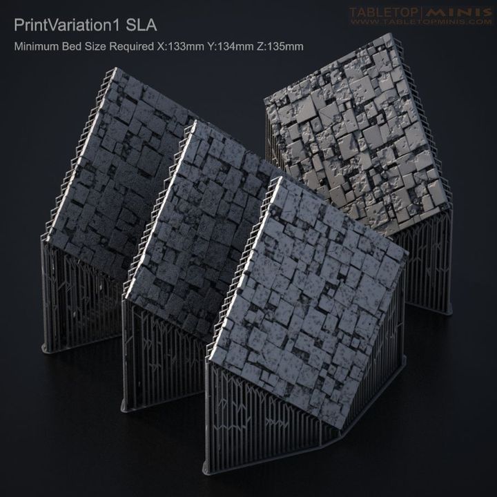 3D Printable Broken Tile 100mmx100mm Square Base Toppers by TableTopMinis