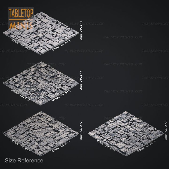3D Printable Broken Tile 100mmx100mm Square Base Toppers by TableTopMinis
