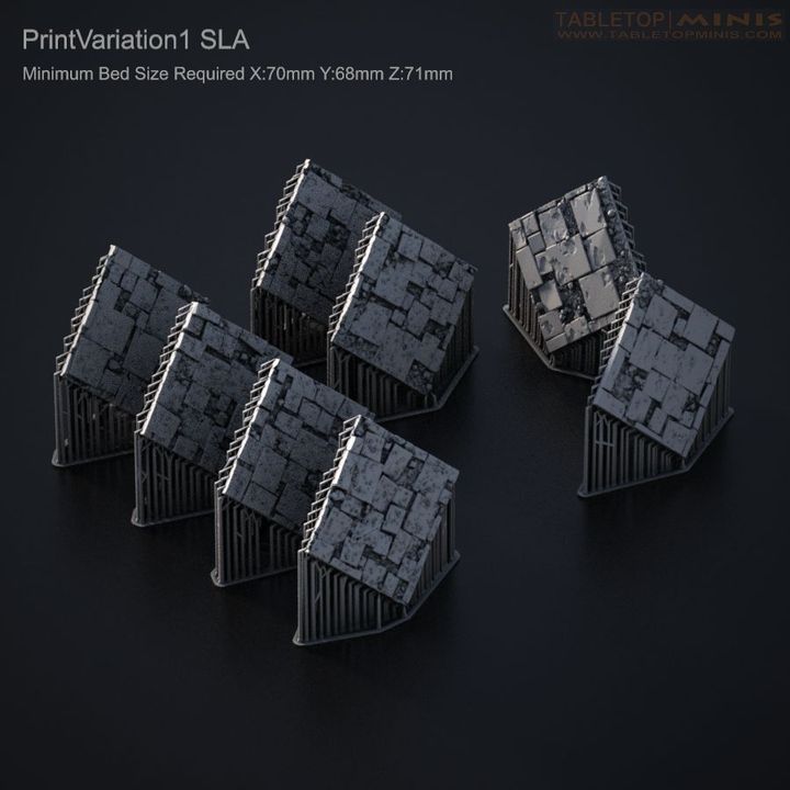 3D Printable Broken Tile 50mmx50mm Square Base Toppers by TableTopMinis