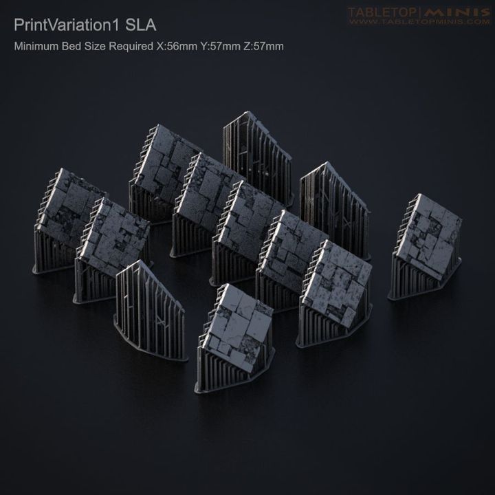 3D Printable Broken Tile 40mmx40mm Square Base Toppers by TableTopMinis