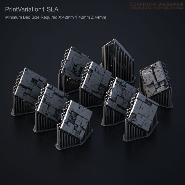 3D Printable Broken Tile 30mmx30mm Square Base Toppers by TableTopMinis