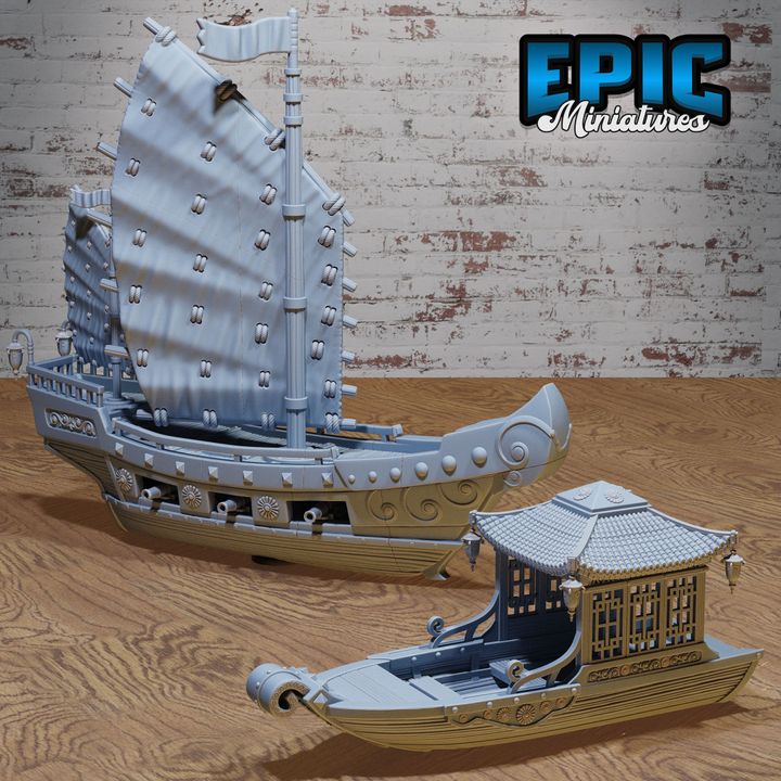 3D Printable Eastern Boats / Samurai Warboat / Ronin Water Crew ...