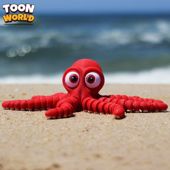 3D Printable Cute Flexible Octopus by ToonWorld3D