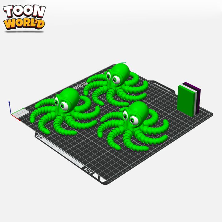 3D Printable Cute Flexible Octopus by ToonWorld3D