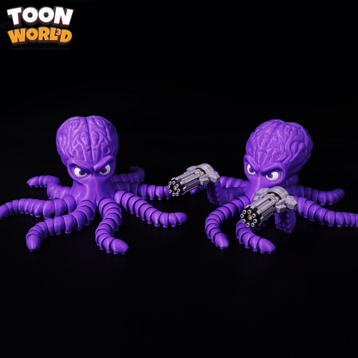 3D Printable Mad Octopus Alien Invader by ToonWorld3D