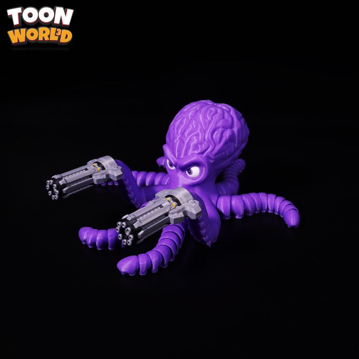 3D Printable Mad Octopus Alien Invader by ToonWorld3D