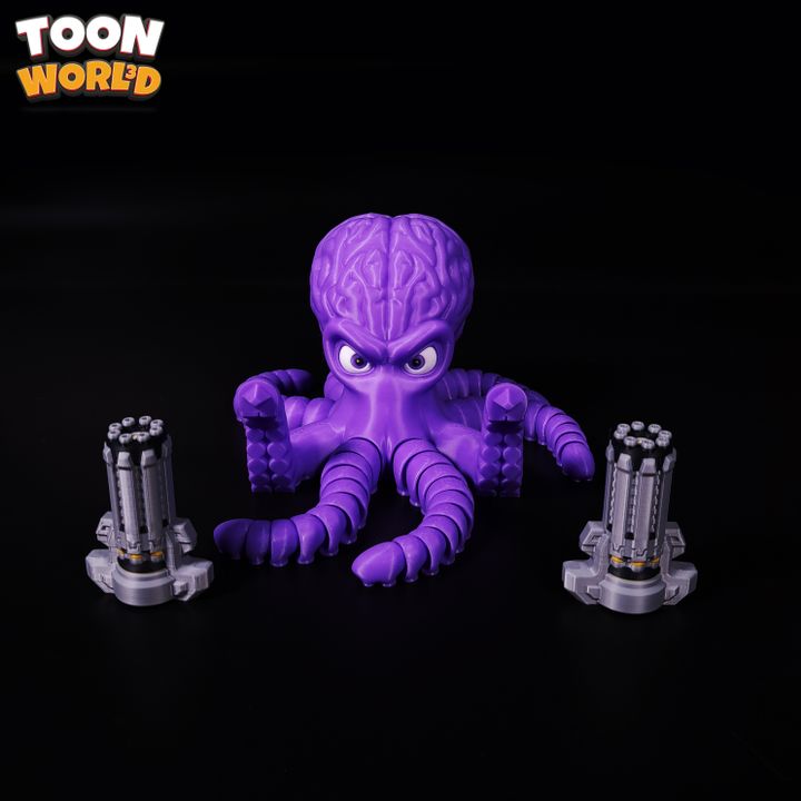3D Printable Mad Octopus Alien Invader by ToonWorld3D