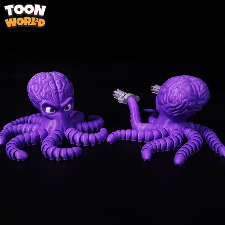 3D Printable Mad Octopus Alien Invader by ToonWorld3D