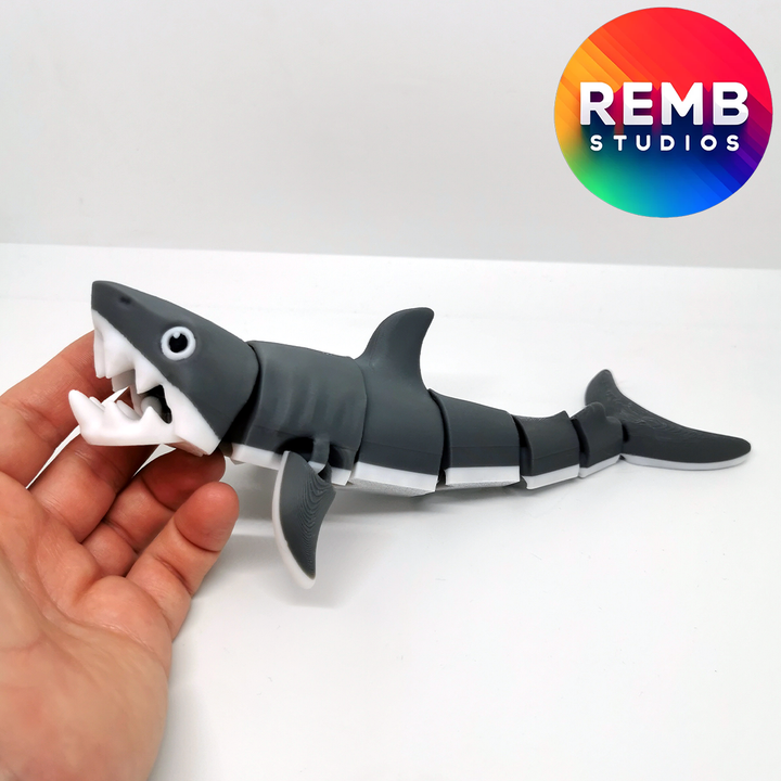 3D Printable Flexi Great White Shark Remb Studios, STL file for 3D ...