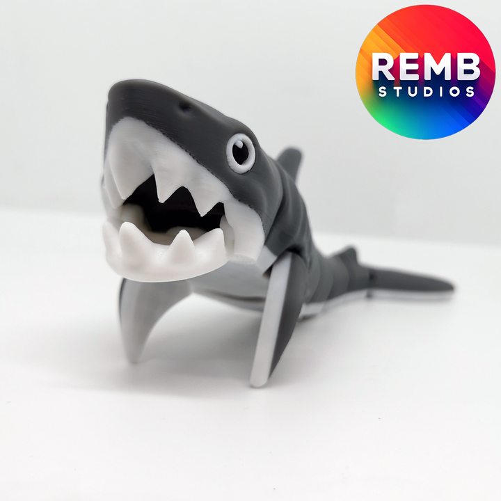 3D Printable Flexi Great White Shark Remb Studios, STL file for 3D ...