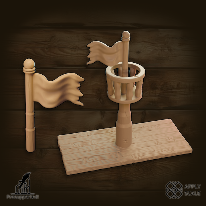 3D Printable Pirate themed Inn, Tavern, Ship basing bits by Apply Scale