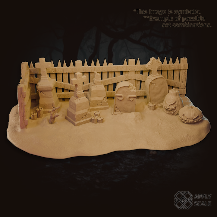 3D Printable Halloween graveyard basing bits and miniatures by Apply Scale
