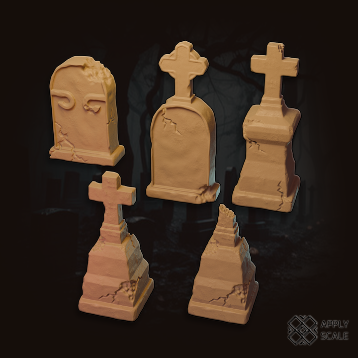 3D Printable Halloween graveyard basing bits and miniatures by Apply Scale