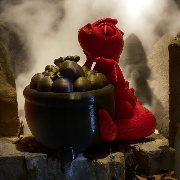 3D Printable Cauldron Dragon by Rebel Alicorn Designs