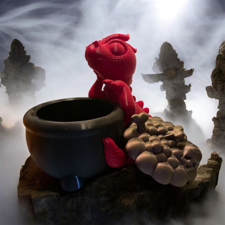 3D Printable Cauldron Dragon by Rebel Alicorn Designs