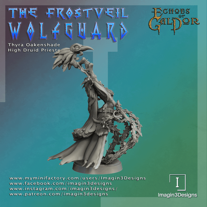 3D Printable Druid Priestess Thyra Oakenshade and Snow Leopard ...