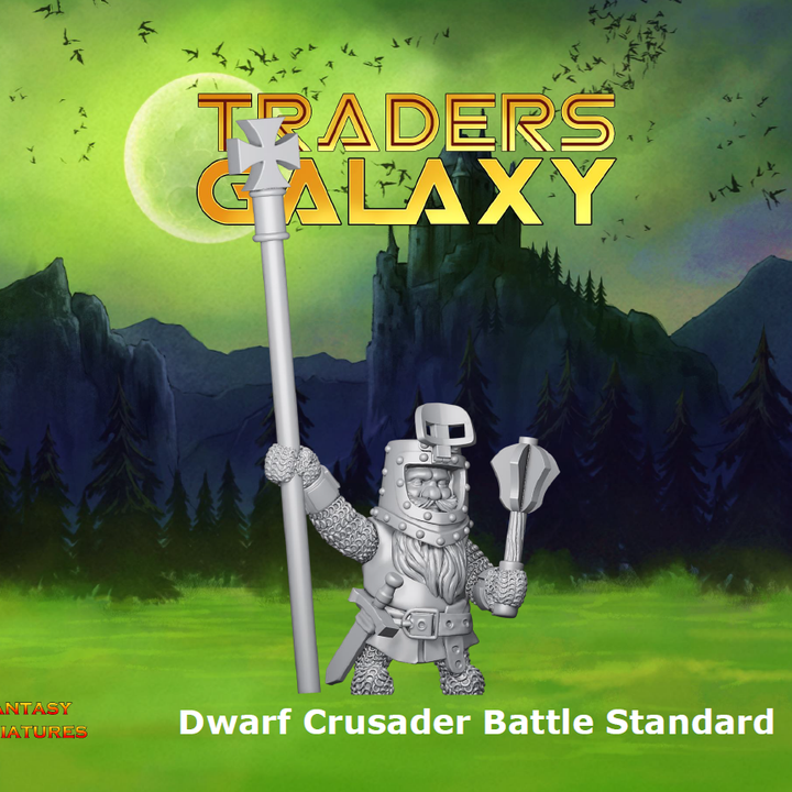 3D Printable Dwarf - Battle Standard Bearer by Traders Galaxy ...