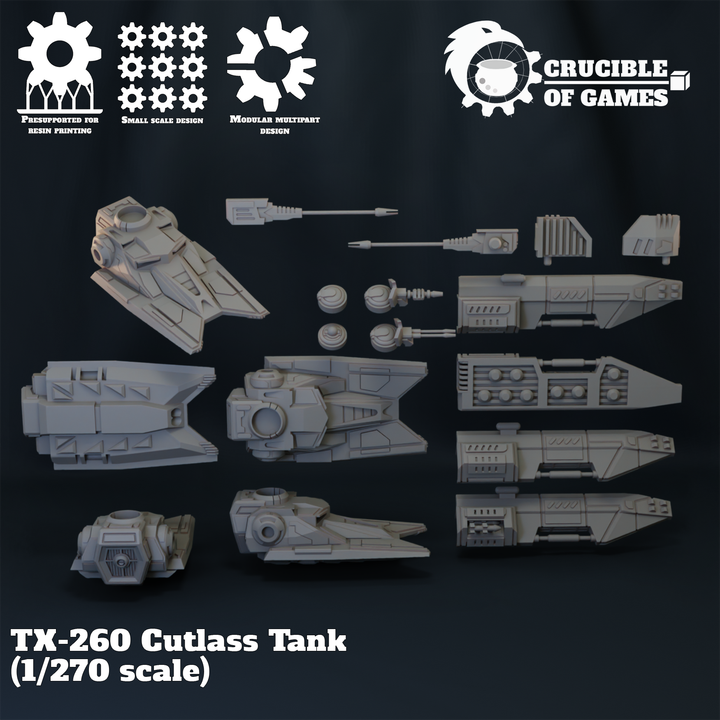 3D Printable TX-260 Cutlass Tank by Crucible of Games