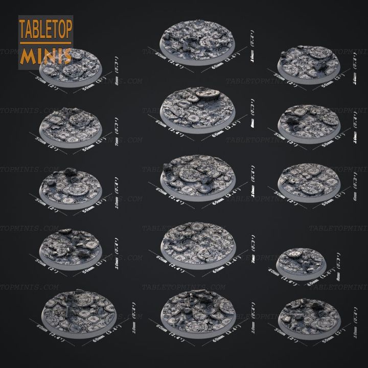 3D Printable Ancient Ruin Circular Bases Bundle by TableTopMinis