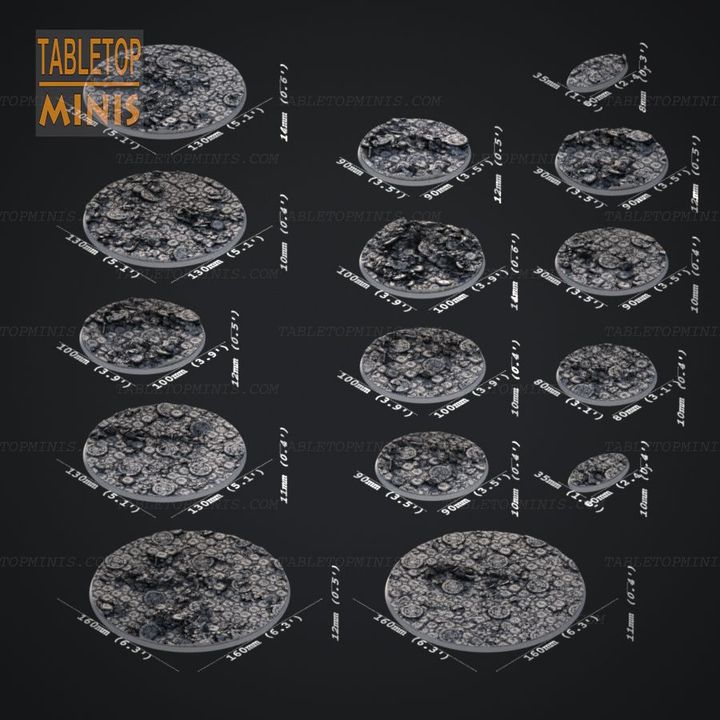 3D Printable Ancient Ruin Circular Bases Bundle by TableTopMinis