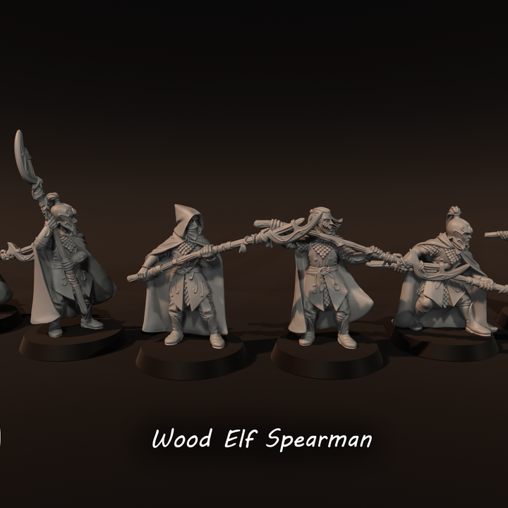 3D Printable Wood Elf Spearmen by Medbury Miniatures