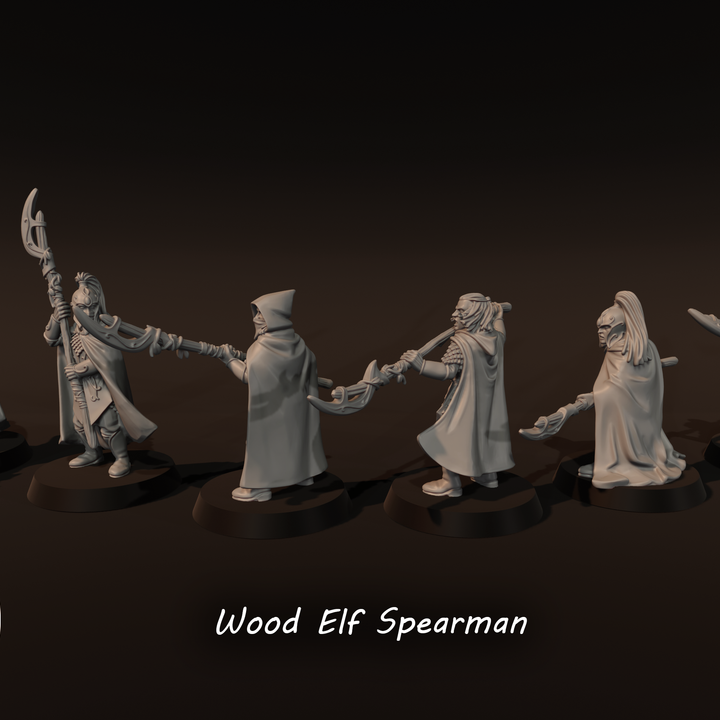 3D Printable Wood Elf Spearmen by Medbury Miniatures