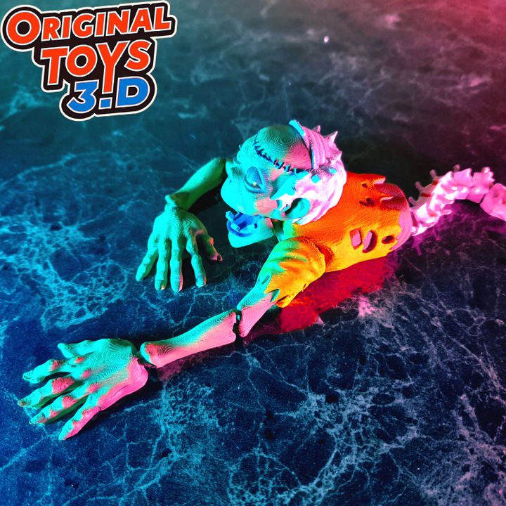 3D Printable FLEXI ZOMBIE PRINT-IN-PLACE by originaltoys3d
