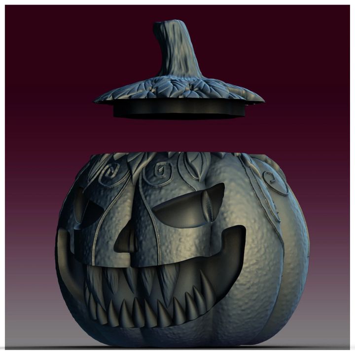 3D Printable Spooky Horror Halloween Classic Pumpkin Jar Planter/ Candy ...